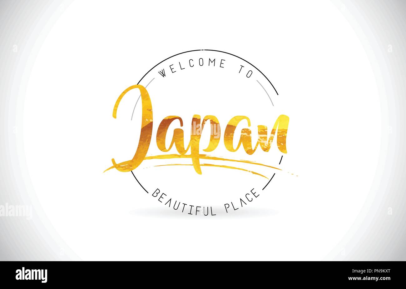 Japan Welcome To Word Text with Handwritten Font and Golden Texture ...