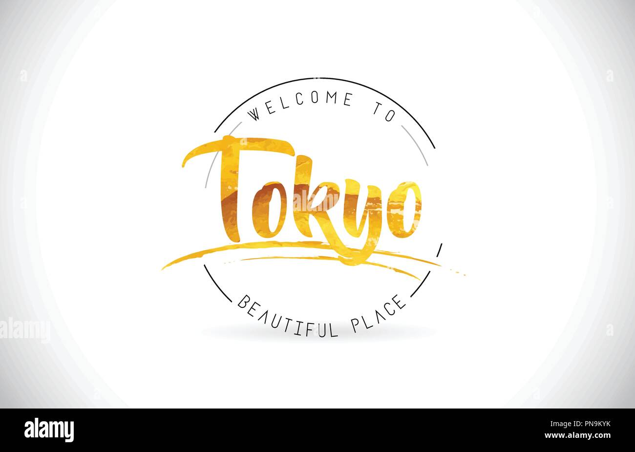 Tokyo Welcome To Word Text with Handwritten Font and Golden Texture ...