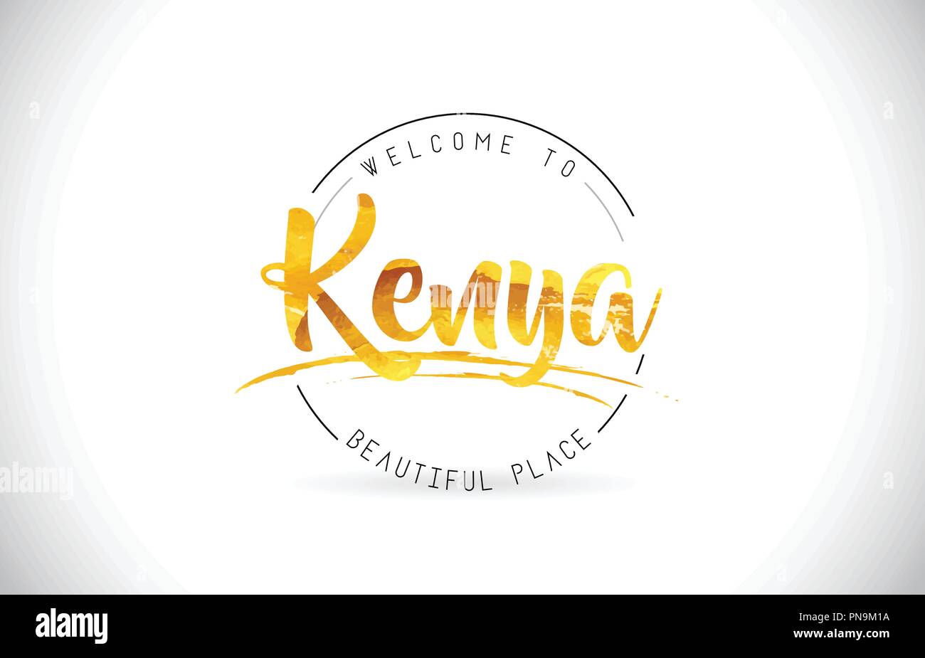 Kenya Welcome To Word Text with Handwritten Font and Golden Texture ...