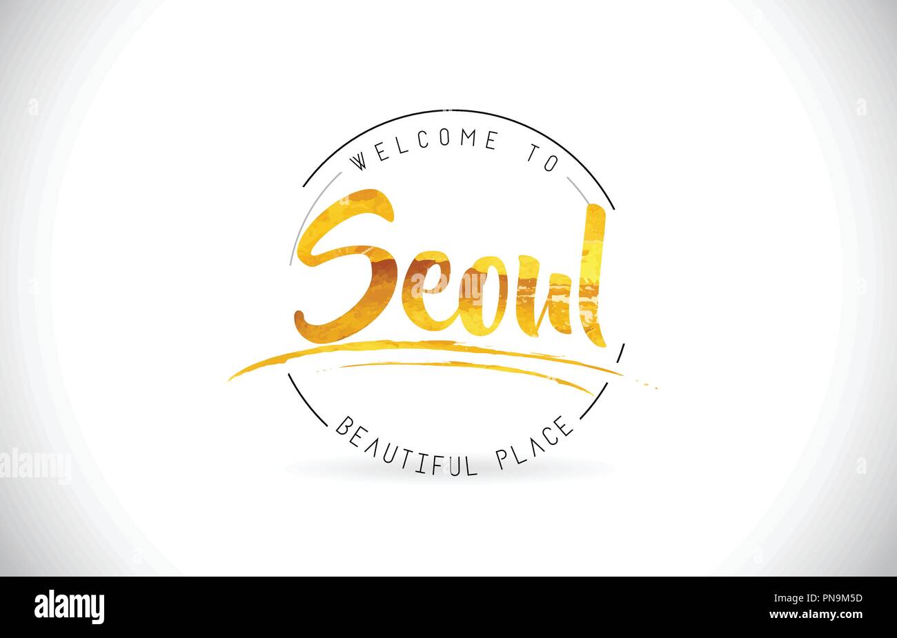 Seoul Welcome To Word Text with Handwritten Font and Golden Texture ...