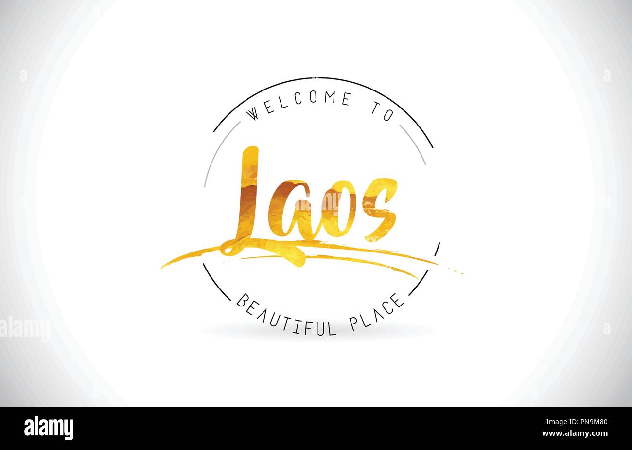 Laos Welcome To Word Text with Handwritten Font and Golden Texture ...