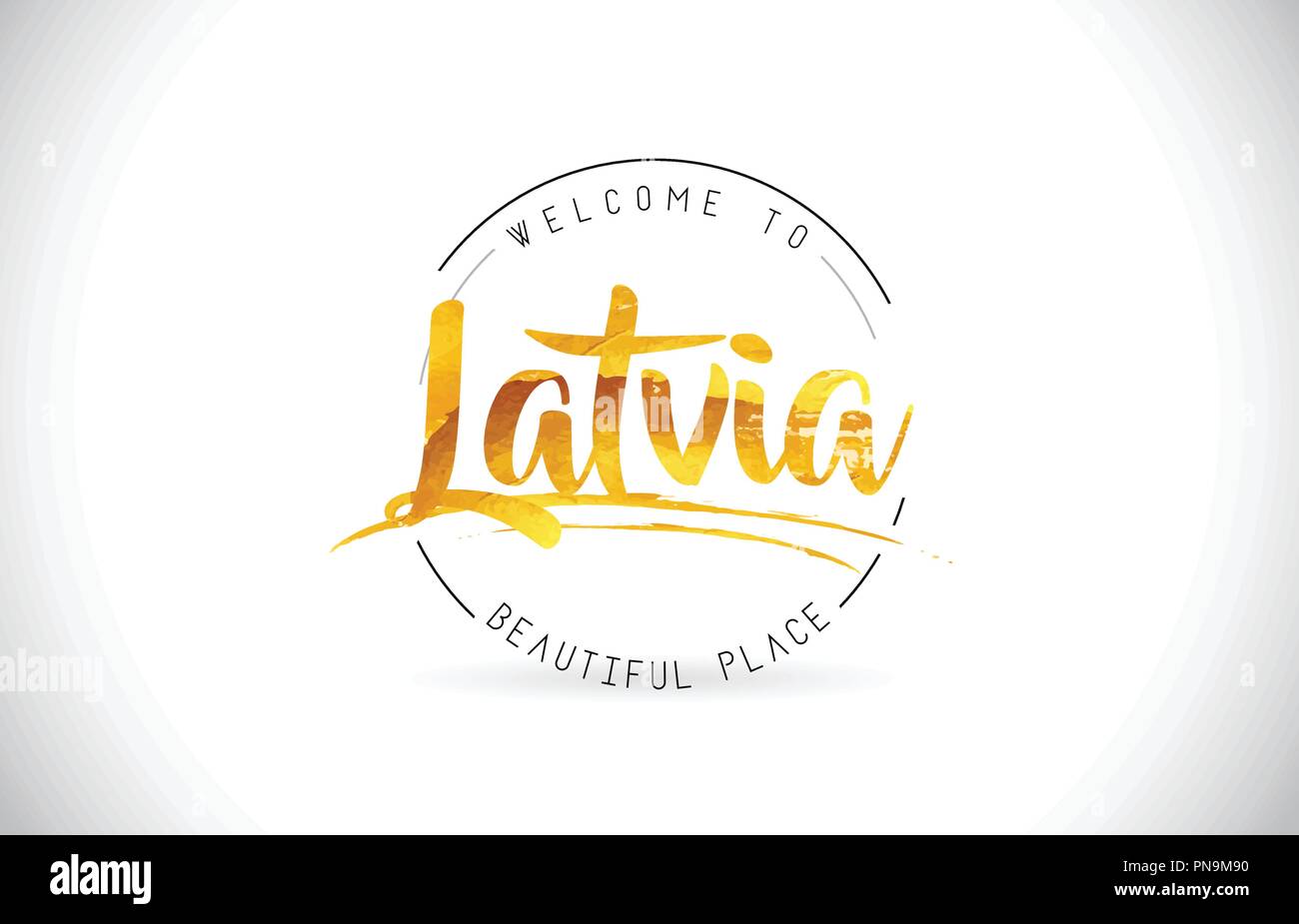 Latvia Welcome To Word Text with Handwritten Font and Golden Texture ...