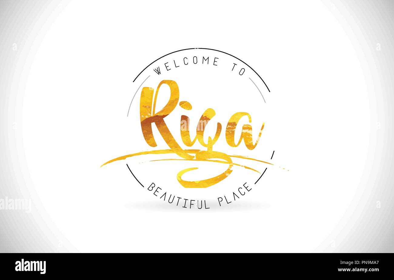 Riga Welcome To Word Text with Handwritten Font and Golden Texture ...