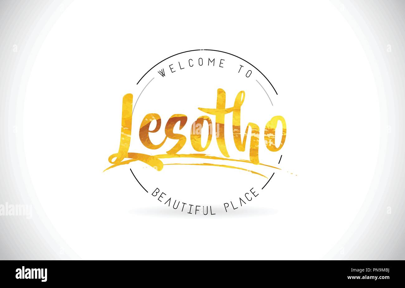 Lesotho Welcome To Word Text with Handwritten Font and Golden Texture ...