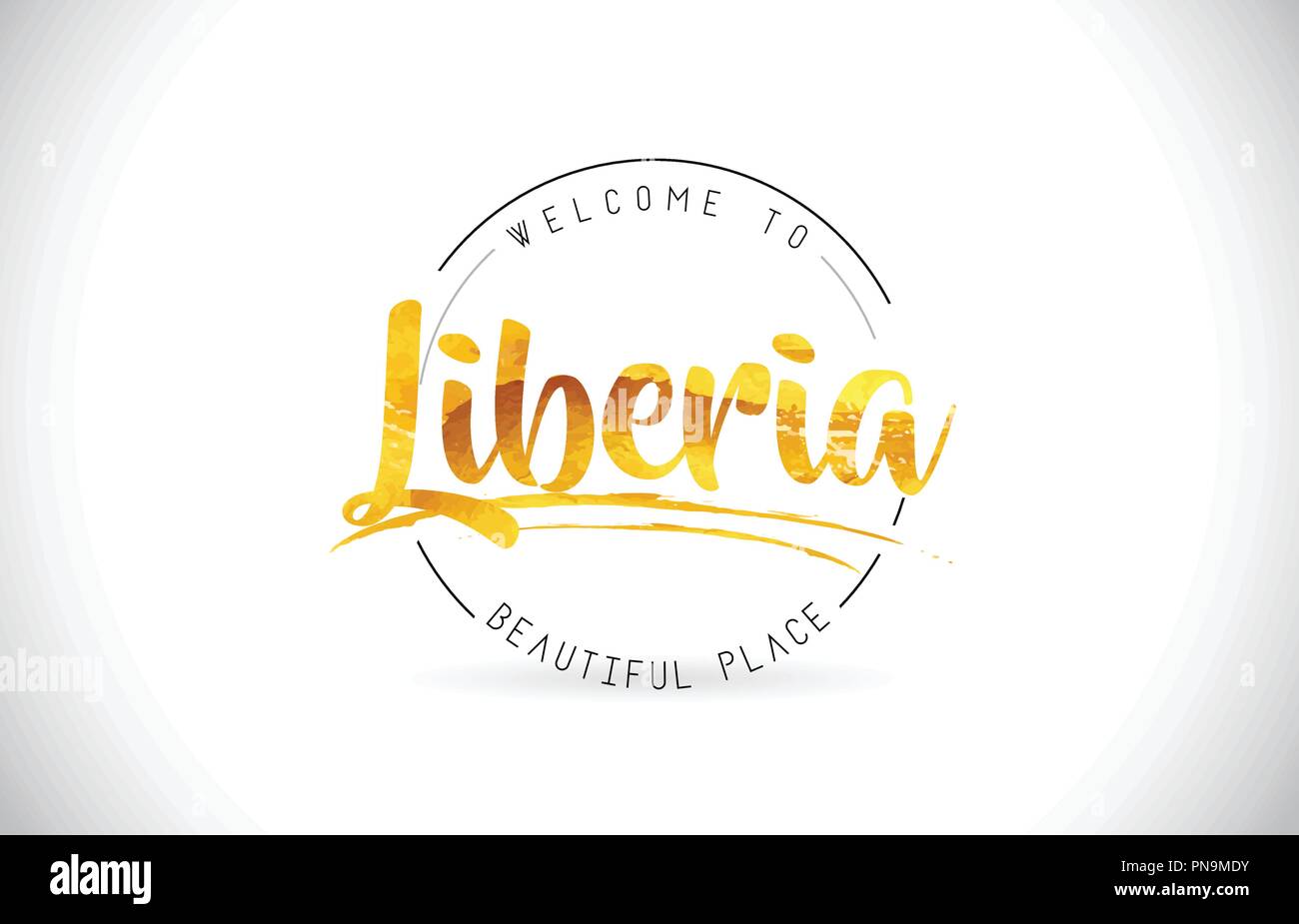 Liberia Welcome To Word Text with Handwritten Font and Golden Texture ...