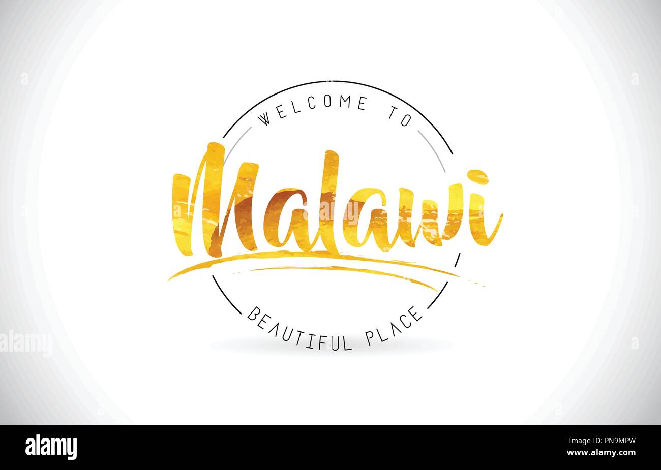 Malawi Welcome To Word Text with Handwritten Font and Golden Texture ...