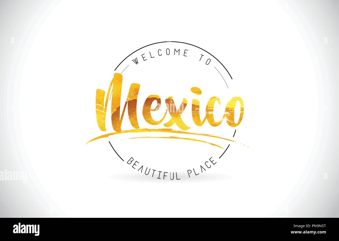 Mexico Welcome To Word Text with Handwritten Font and Golden Texture ...