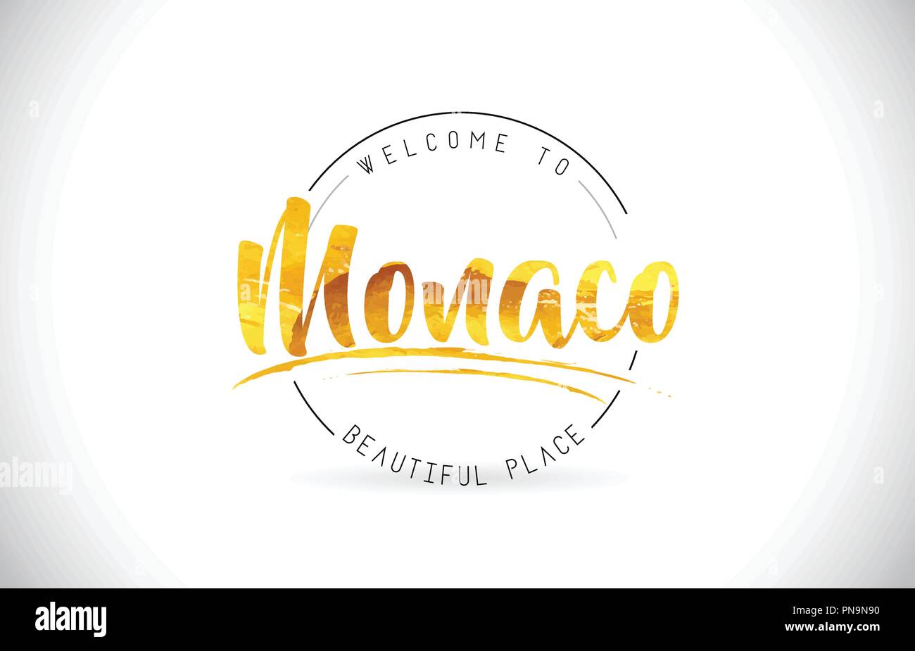Monaco Welcome To Word Text with Handwritten Font and Golden Texture ...