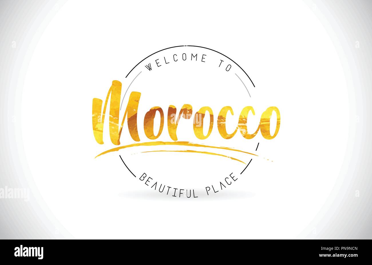 Morocco Welcome To Word Text with Handwritten Font and Golden Texture ...
