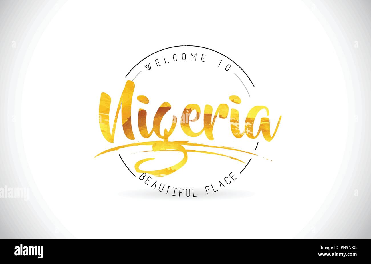 Nigeria Welcome To Word Text with Handwritten Font and Golden Texture ...