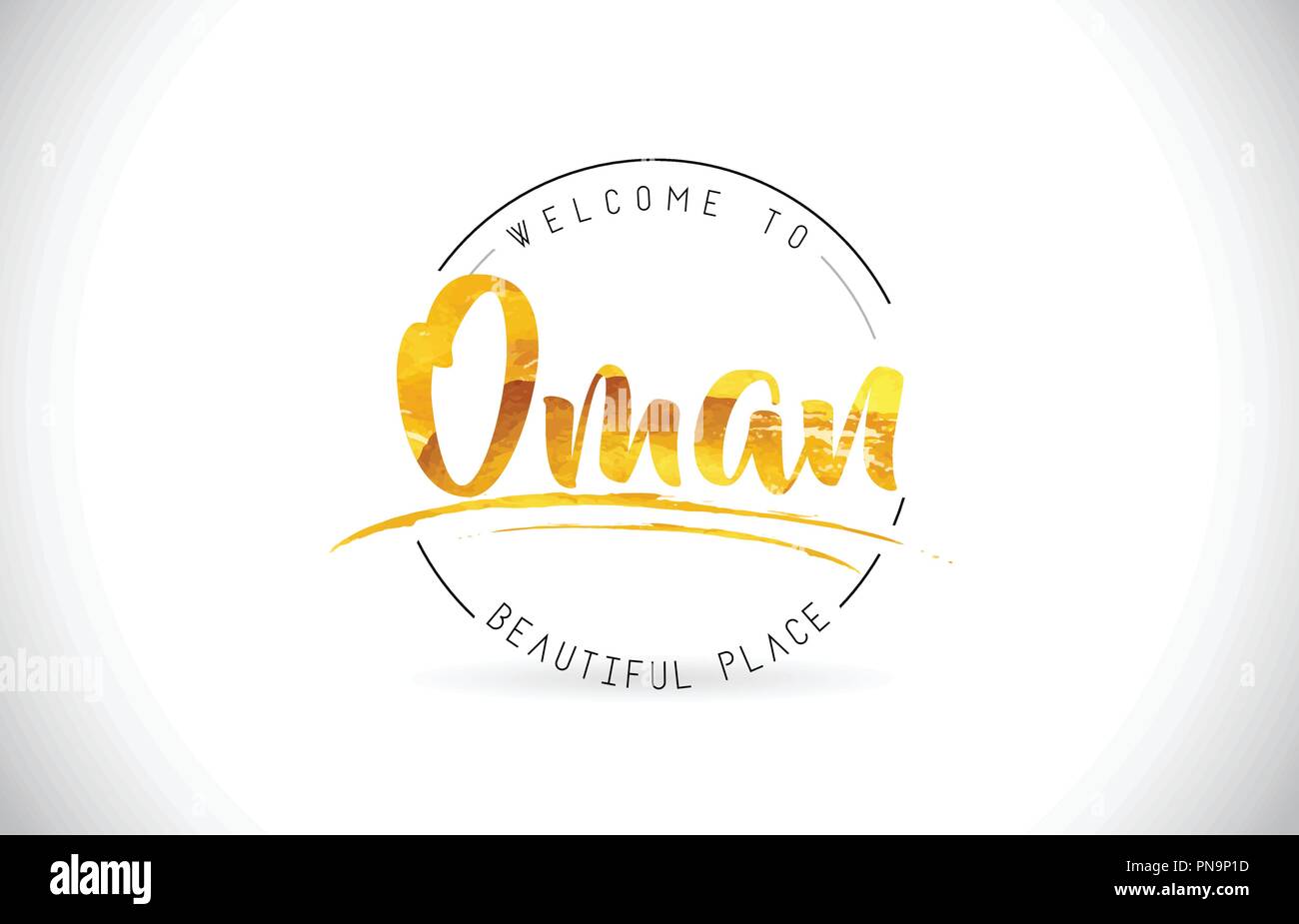 Oman Welcome To Word Text with Handwritten Font and Golden Texture ...