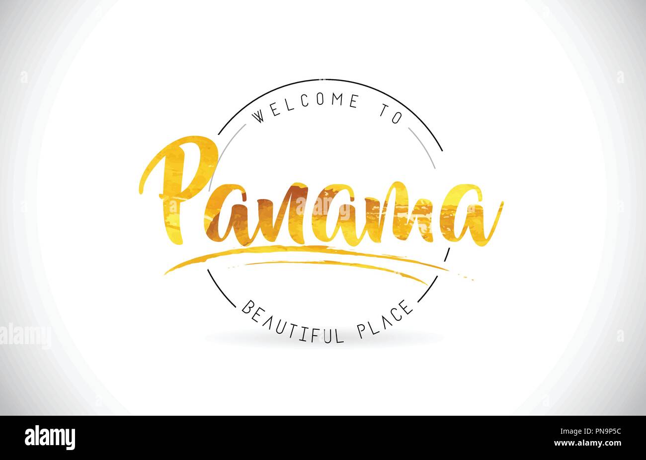 Panama Welcome To Word Text with Handwritten Font and Golden Texture ...