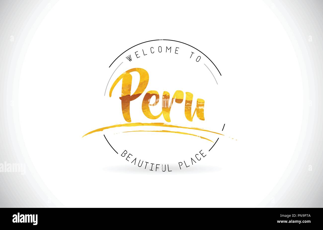 Peru Welcome To Word Text with Handwritten Font and Golden Texture ...