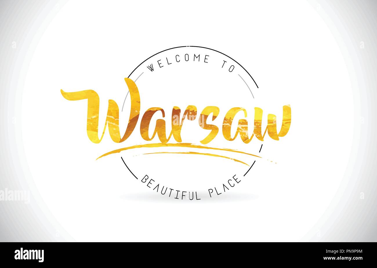 Warsaw Welcome To Word Text with Handwritten Font and Golden Texture ...