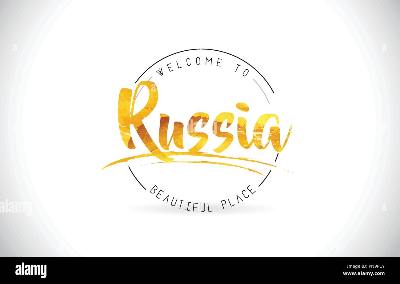 Russia Welcome To Word Text with Handwritten Font and Golden Texture ...