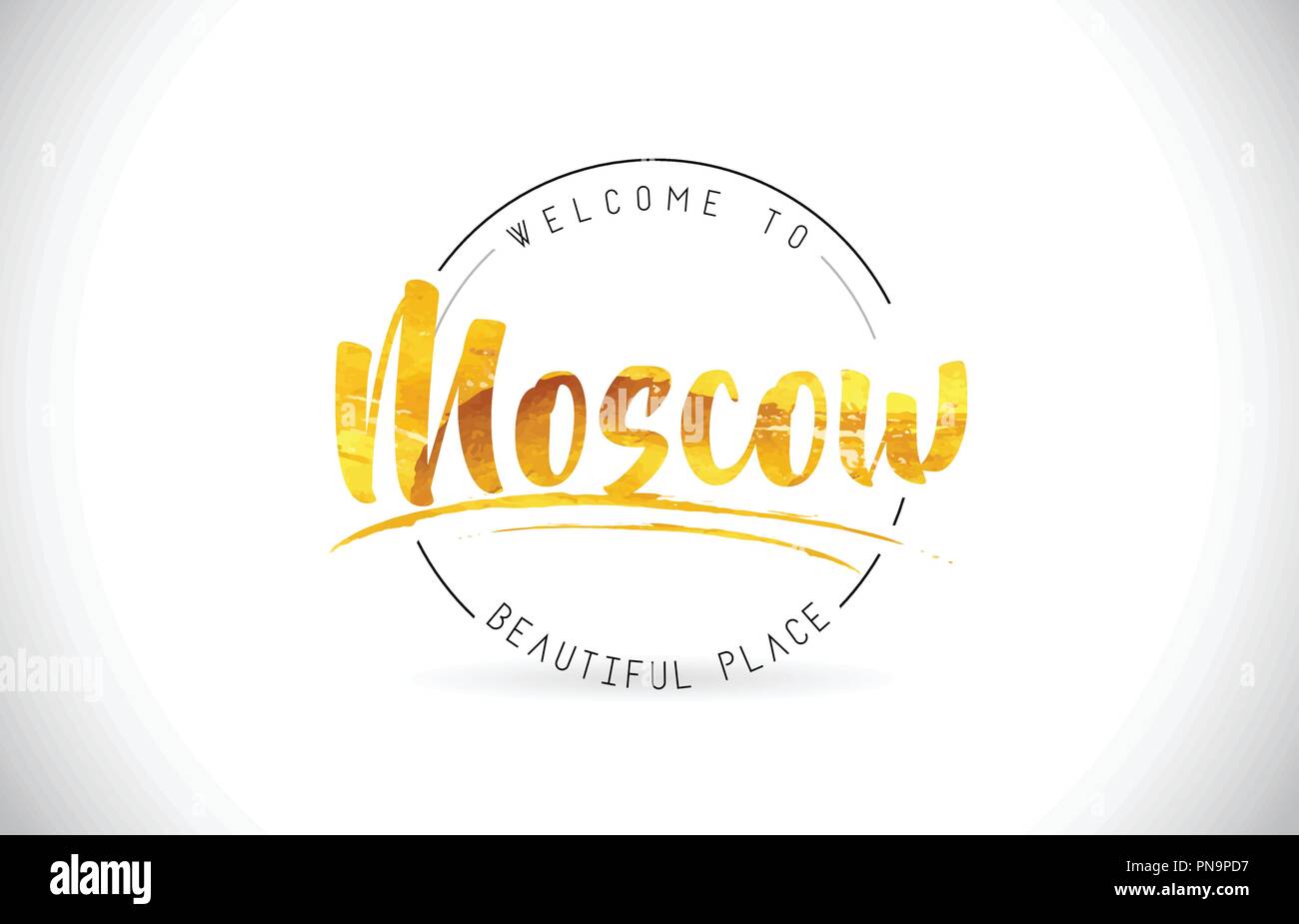 Moscow Welcome To Word Text with Handwritten Font and Golden Texture ...