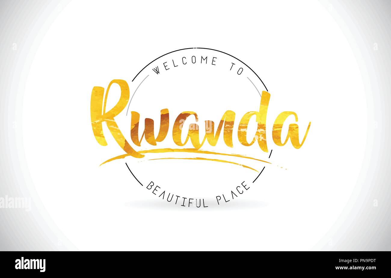 Rwanda Welcome To Word Text with Handwritten Font and Golden Texture ...