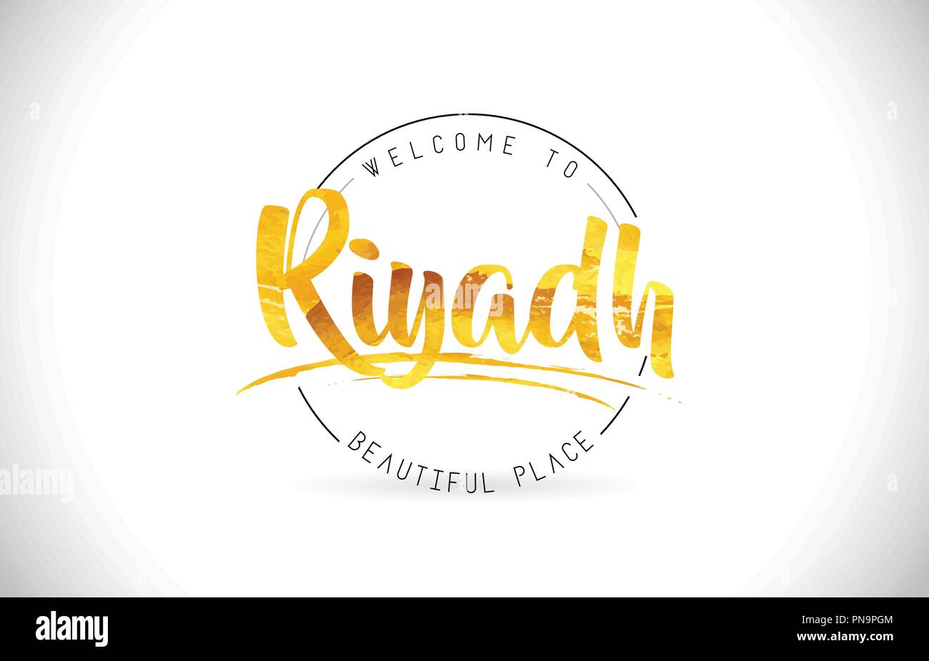 Riyadh Welcome To Word Text with Handwritten Font and Golden Texture ...