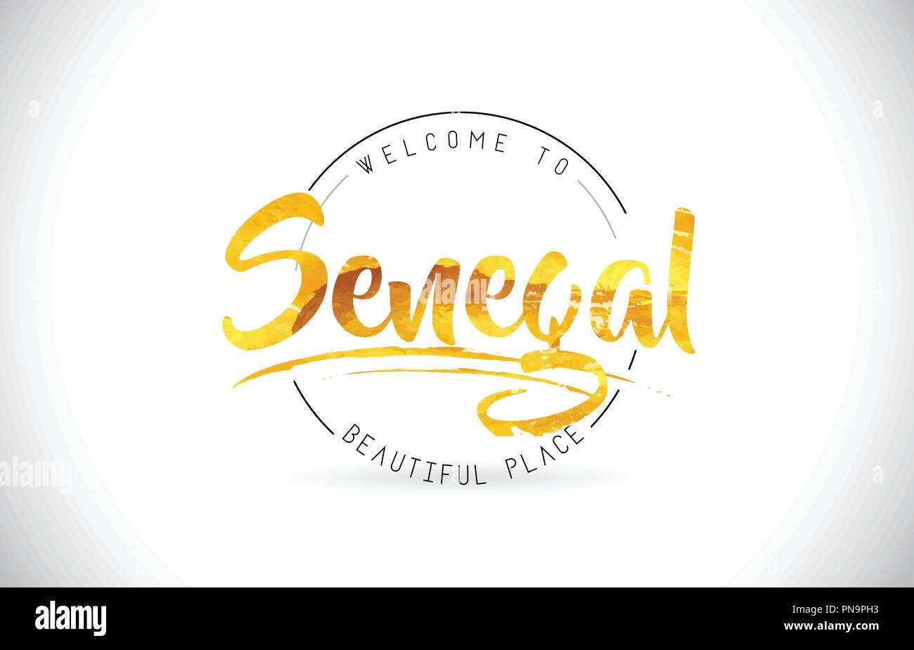 Senegal Welcome To Word Text with Handwritten Font and Golden Texture ...