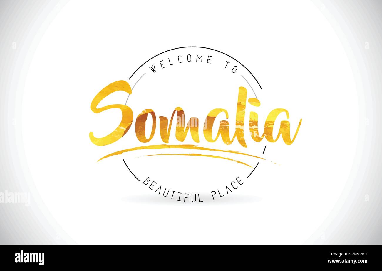 Somalia Welcome To Word Text with Handwritten Font and Golden Texture ...
