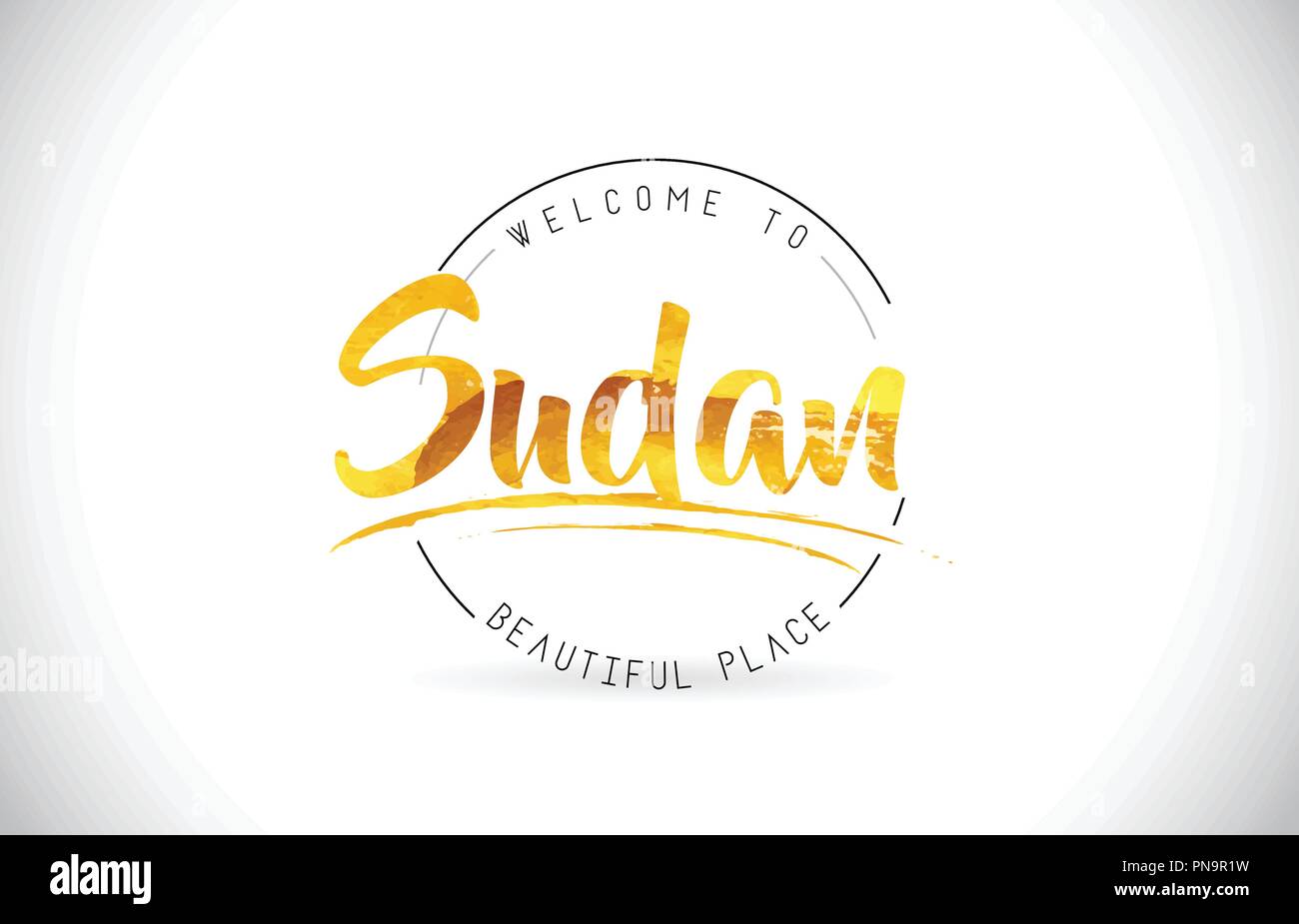 Sudan Welcome To Word Text with Handwritten Font and Golden Texture ...