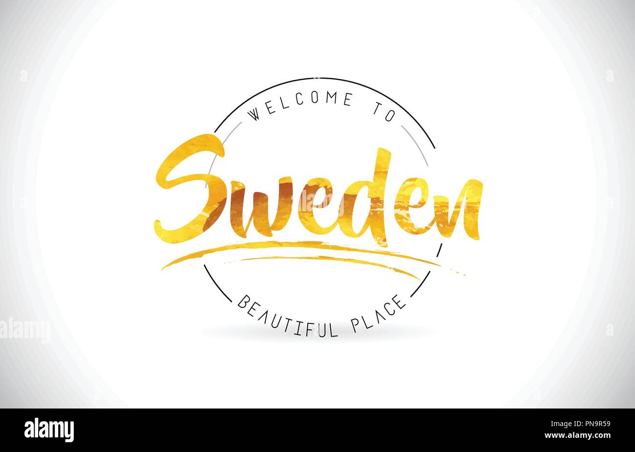 Sweden Welcome To Word Text with Handwritten Font and Golden Texture ...