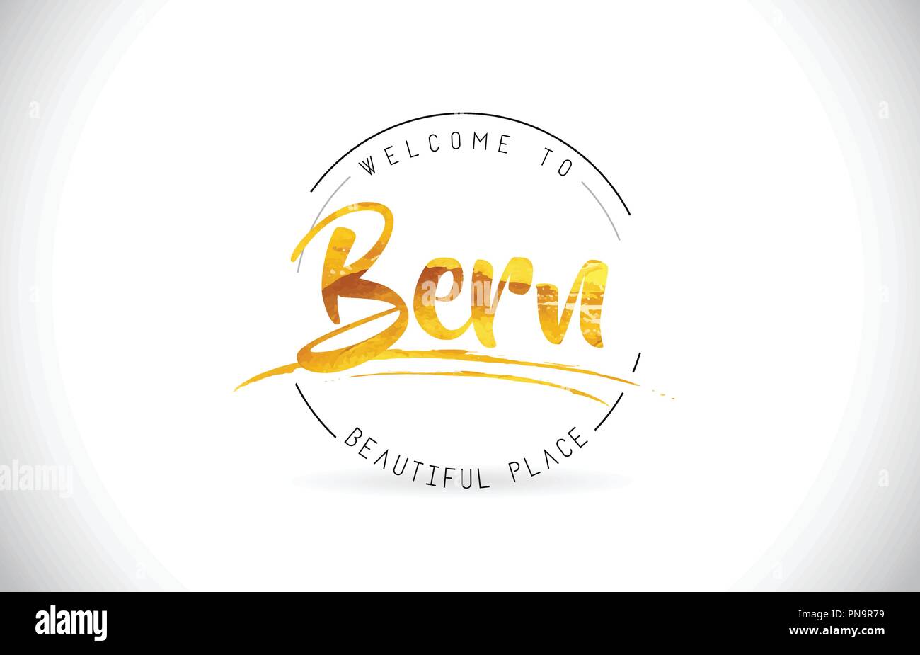 Bern Welcome To Word Text with Handwritten Font and Golden Texture Design Illustration Vector ...