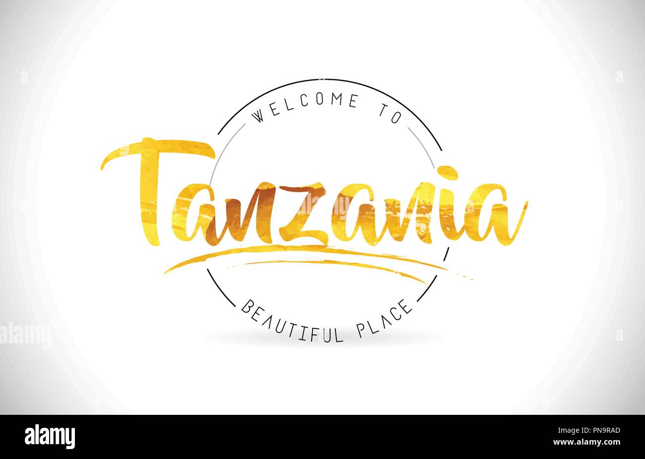 Tanzania Welcome To Word Text with Handwritten Font and Golden Texture ...
