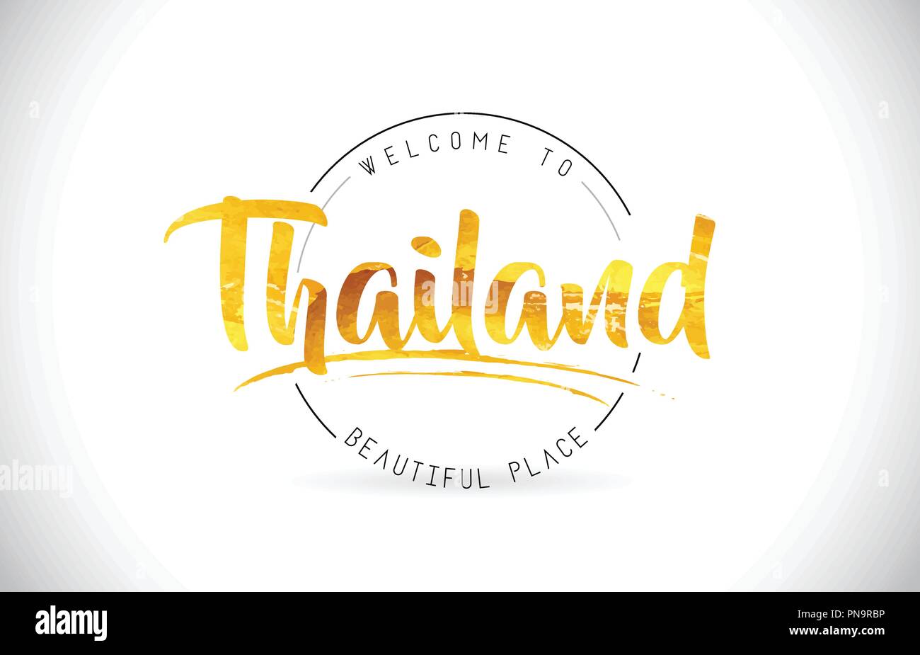 Thailand Welcome To Word Text with Handwritten Font and Golden Texture ...