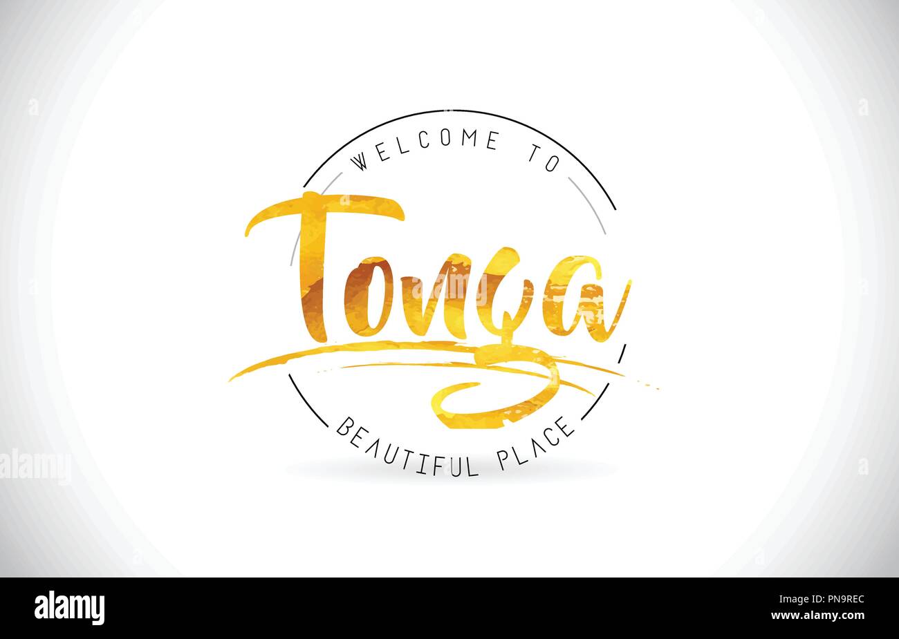Tonga Welcome To Word Text with Handwritten Font and Golden Texture ...