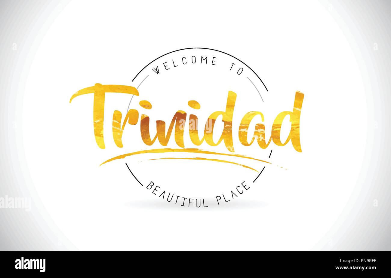Trinidad Welcome To Word Text with Handwritten Font and Golden Texture ...