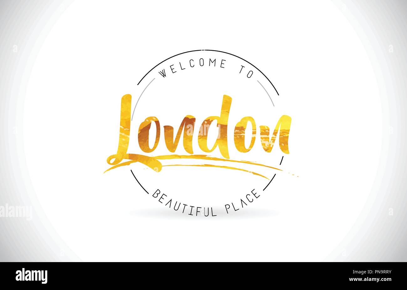 London Welcome To Word Text with Handwritten Font and Golden Texture ...