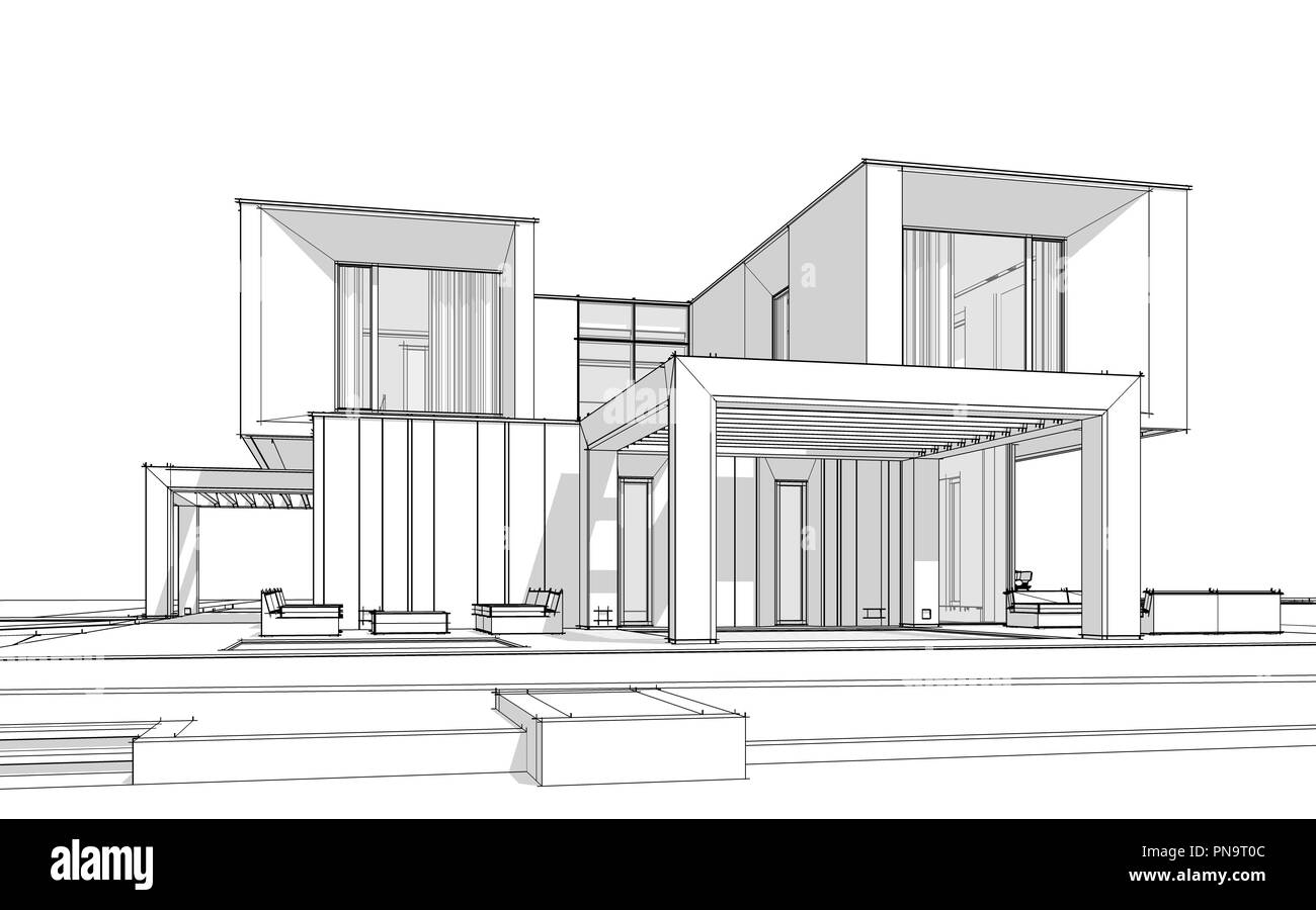 Easy Modern House Sketches