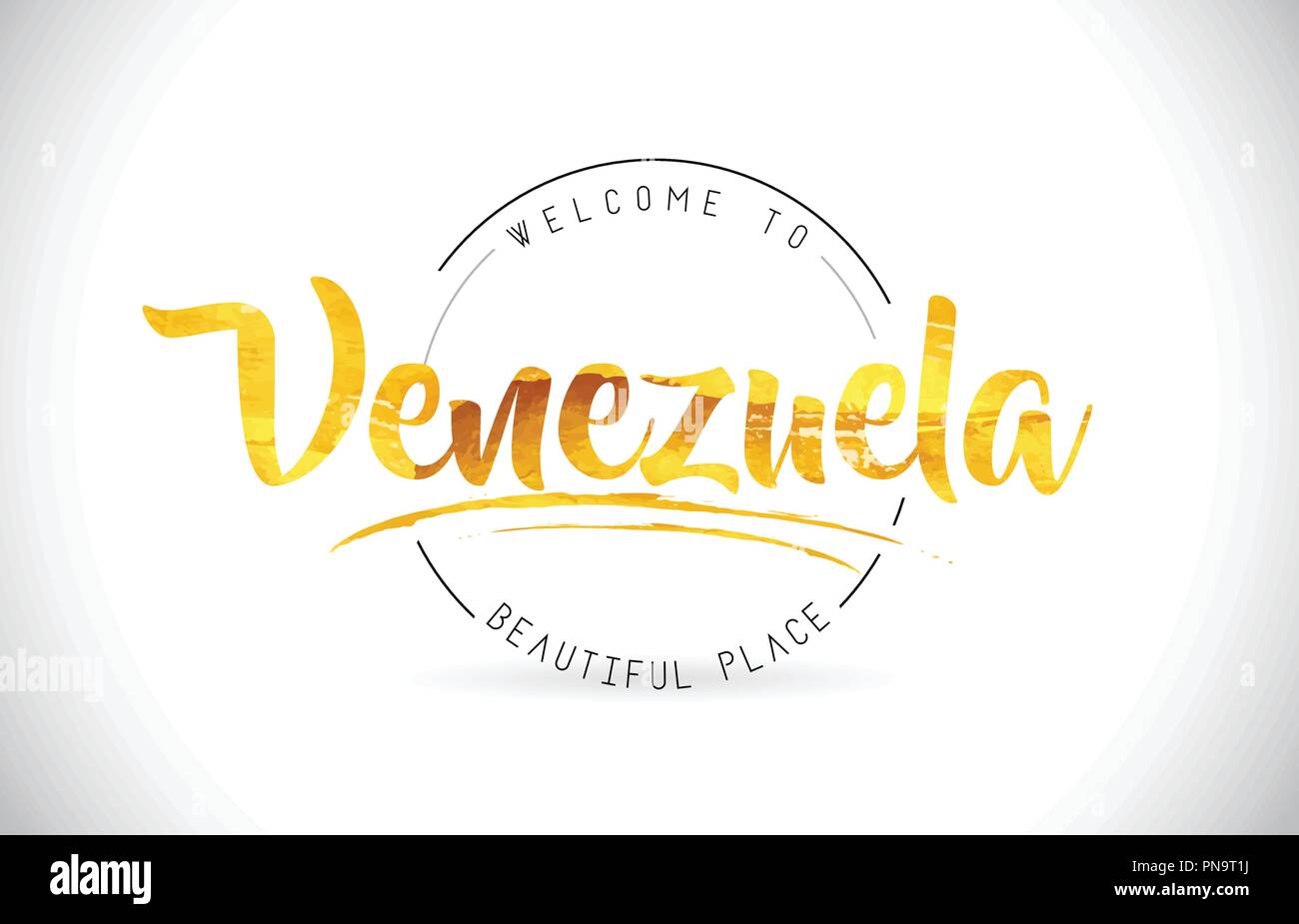 Venezuela Welcome To Word Text with Handwritten Font and Golden Texture ...