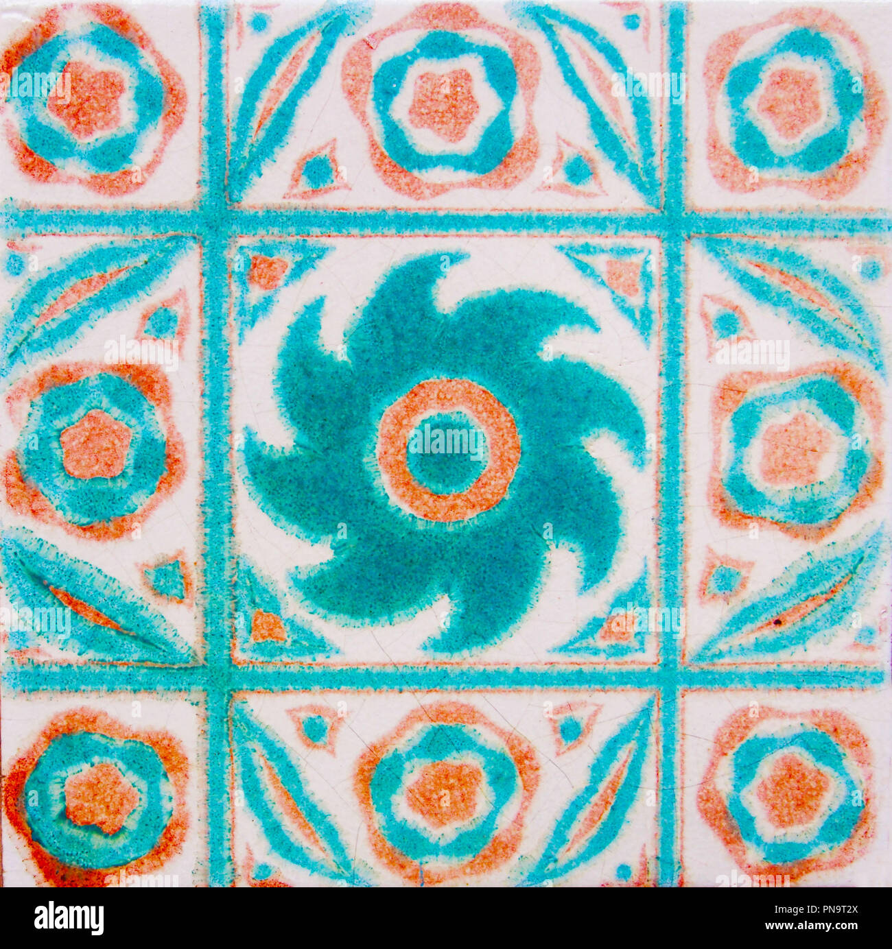 Detail of the traditional tiles from facade of old house. Decorative ...