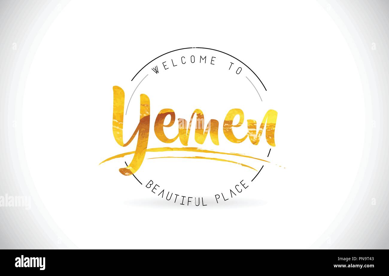 Yemen Welcome To Word Text with Handwritten Font and Golden Texture ...
