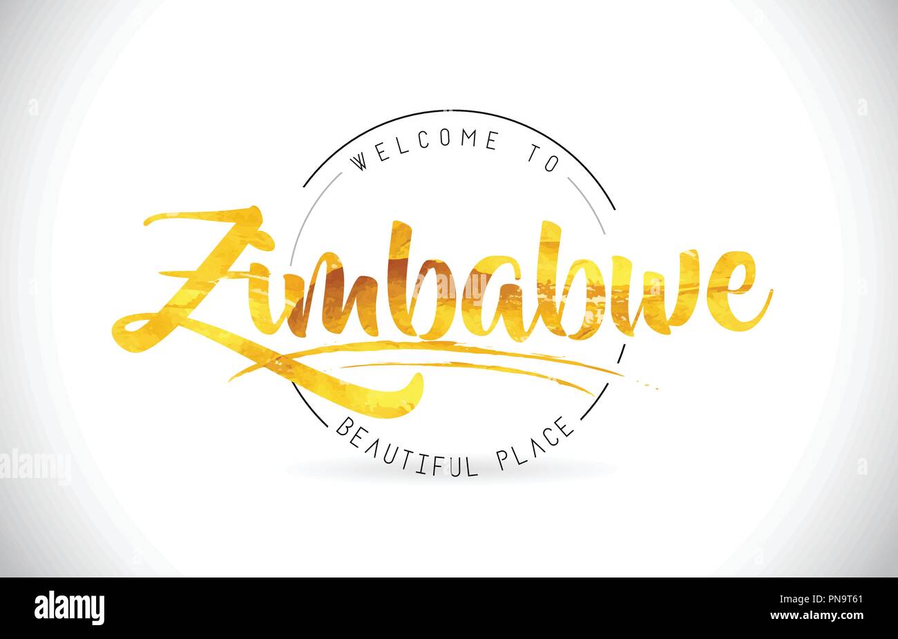 Zimbabwe Welcome To Word Text with Handwritten Font and Golden Texture ...