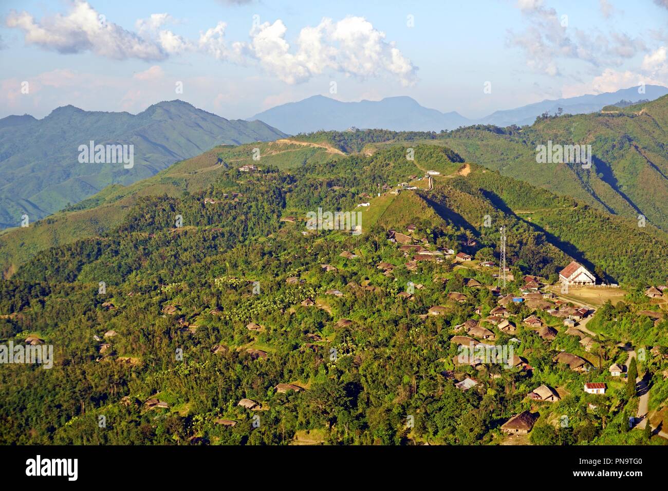 Longwa tribal village, Mon, Nagaland, India, Myanmar Stock Photo - Alamy