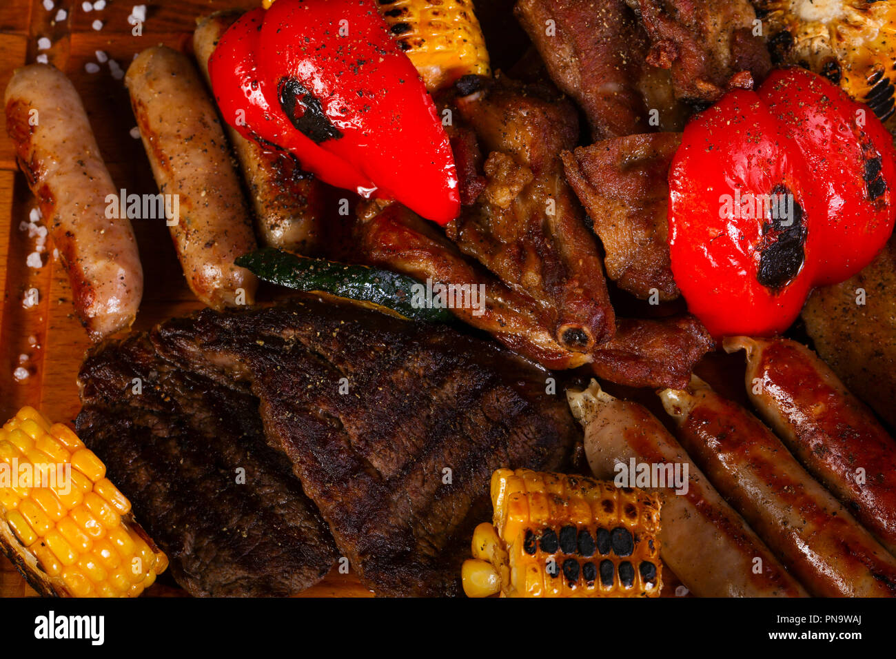 Grilled meat mix plate Stock Photo - Alamy