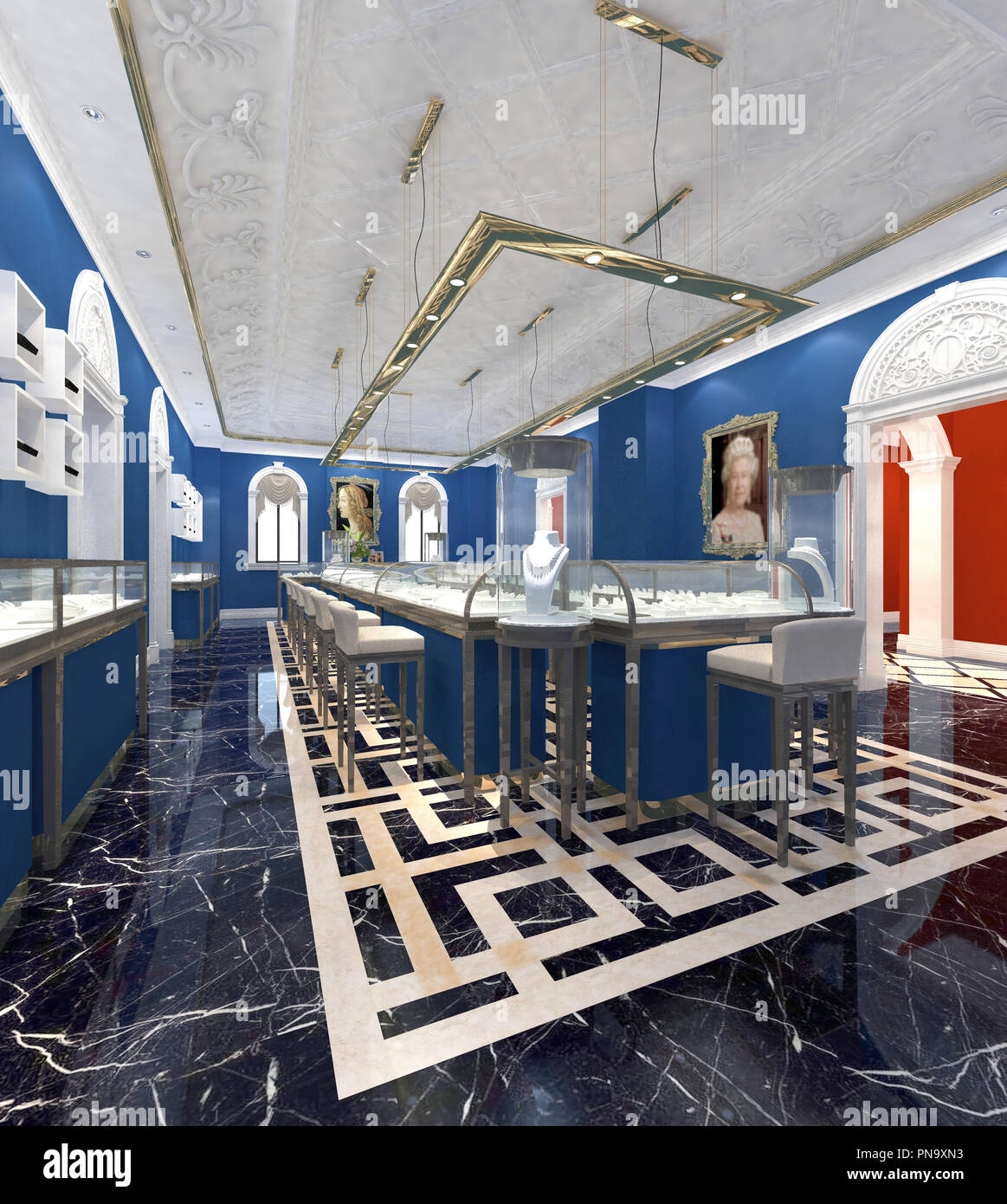 3d render of jewelry store Stock Photo - Alamy