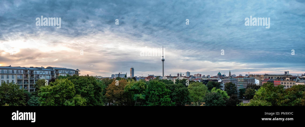 Berlin-Mitte. Skyline panoramic view of apartment buildings, TV tower ...