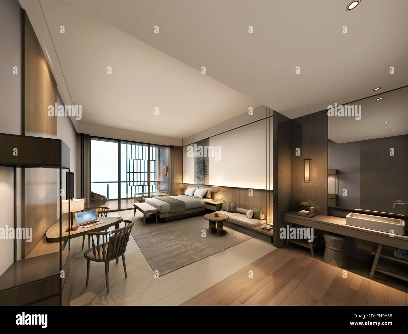 3d render og hotel room Stock Photo - Alamy