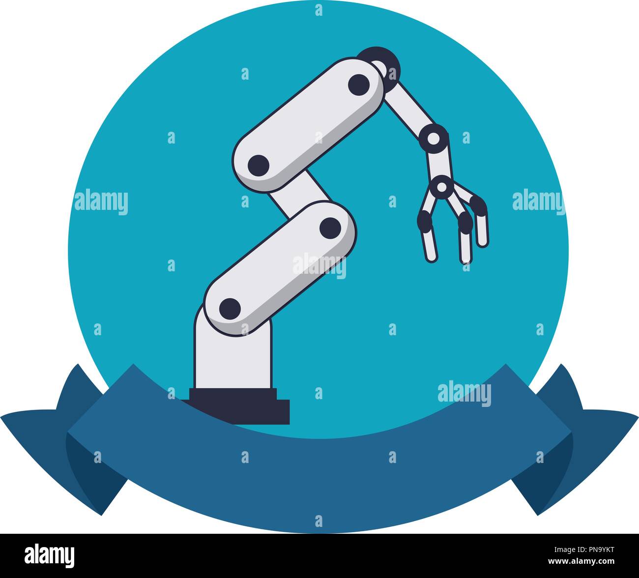 Robot arm technology round emblem Stock Vector Image & Art - Alamy