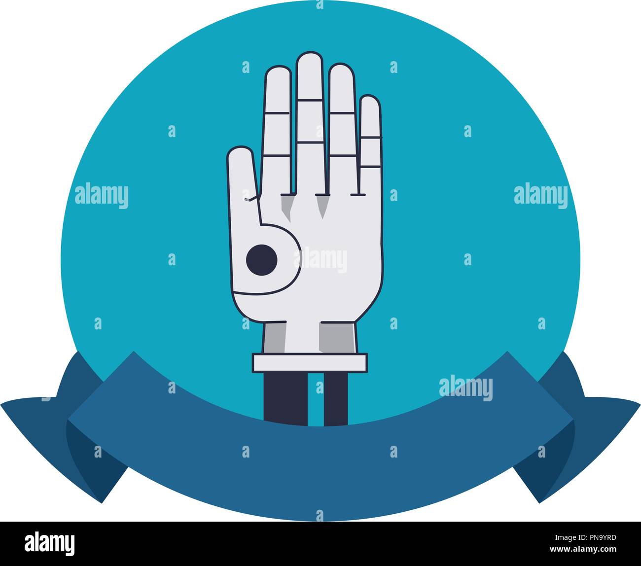 Robot hand symbol round emblem Stock Vector Image & Art - Alamy