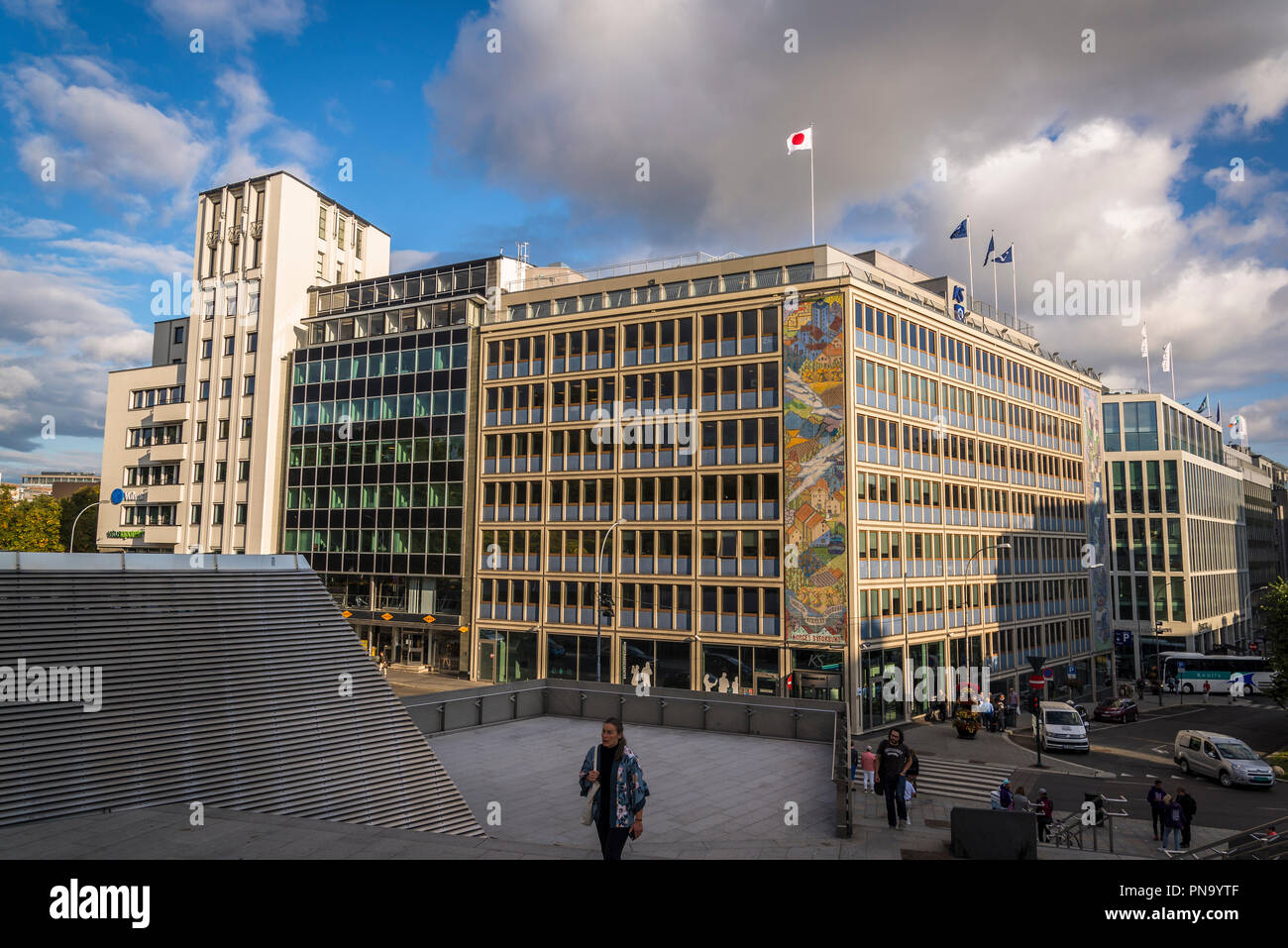 Government office Building with mosaic in central Oslo, Norway Stock ...