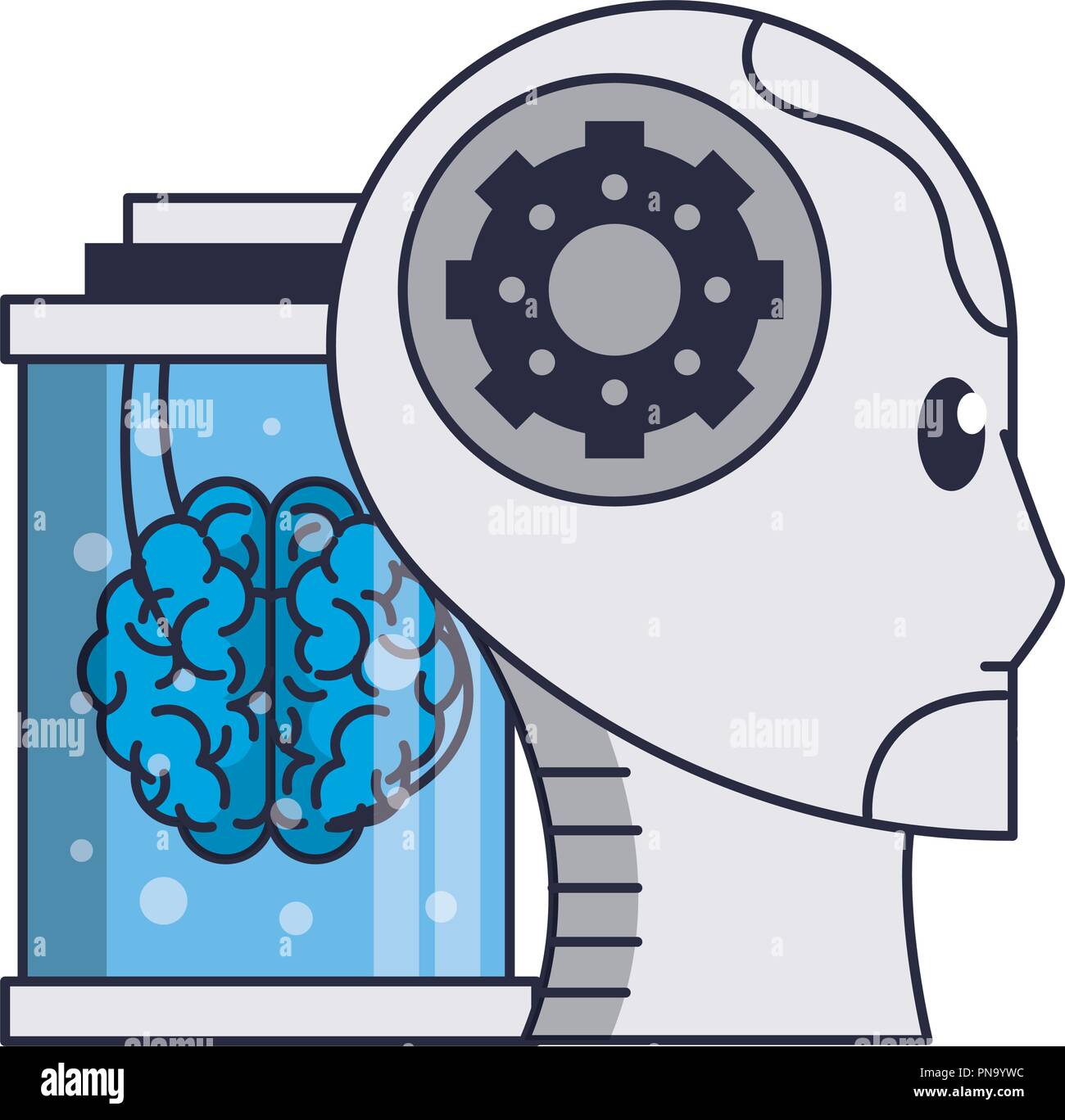 Robot head and brain Stock Vector Image & Art - Alamy