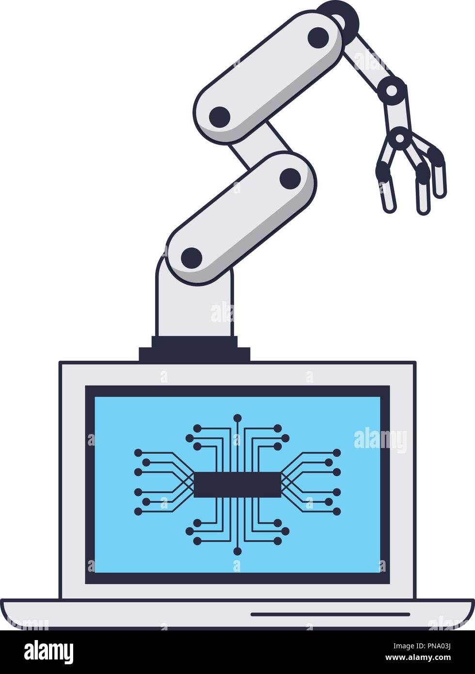 Robot Arm And Laptop With Microchip Stock Vector Image And Art Alamy