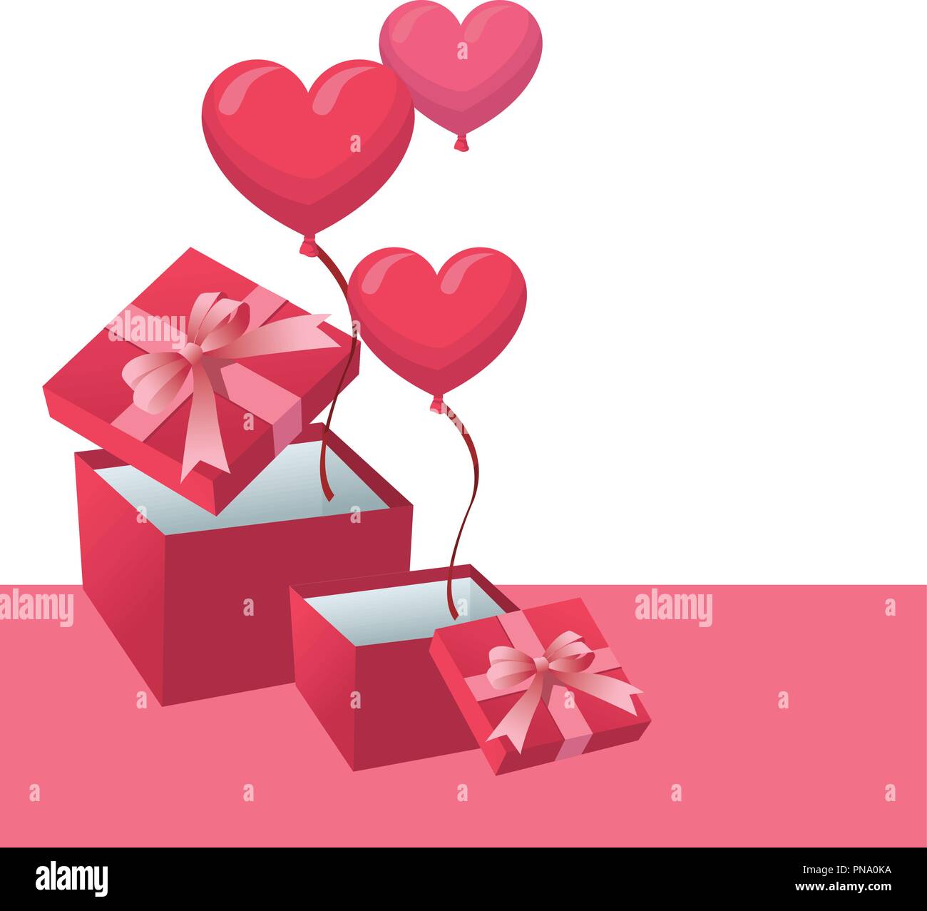 Pink giftboxes open with balloons Stock Vector Image & Art - Alamy
