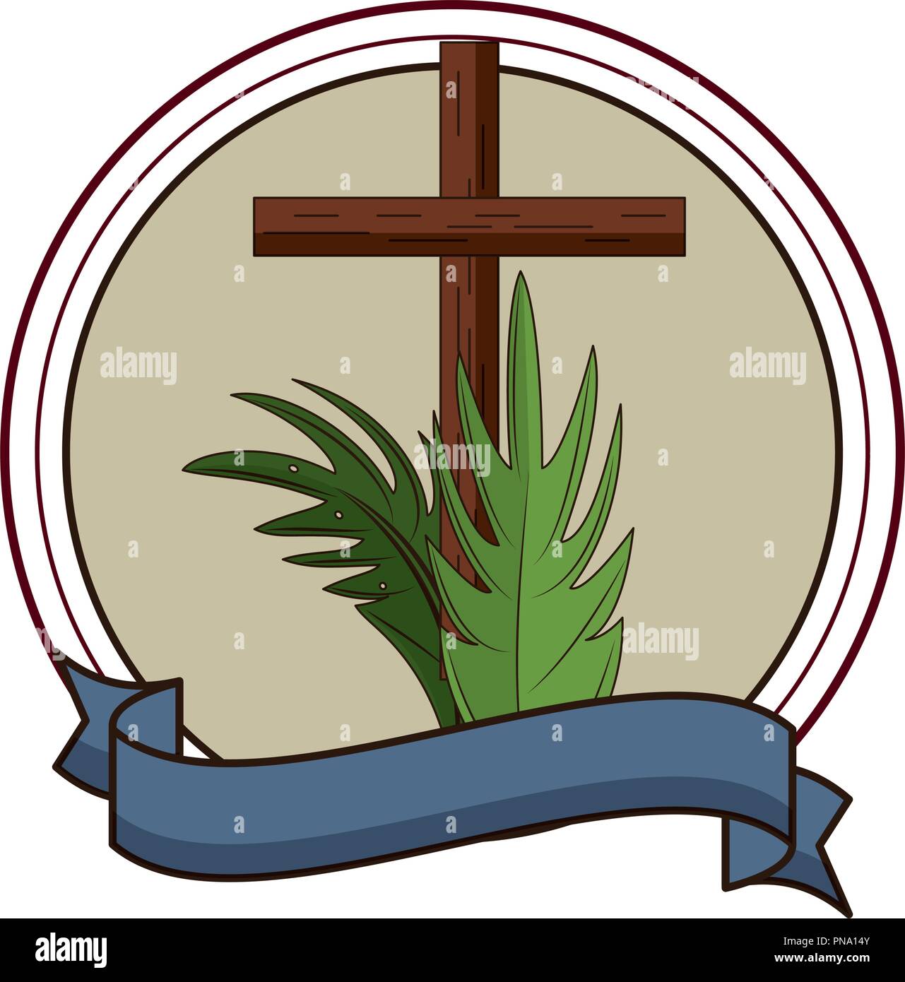Christian wooden cross symbol round emblem Stock Vector Image & Art - Alamy