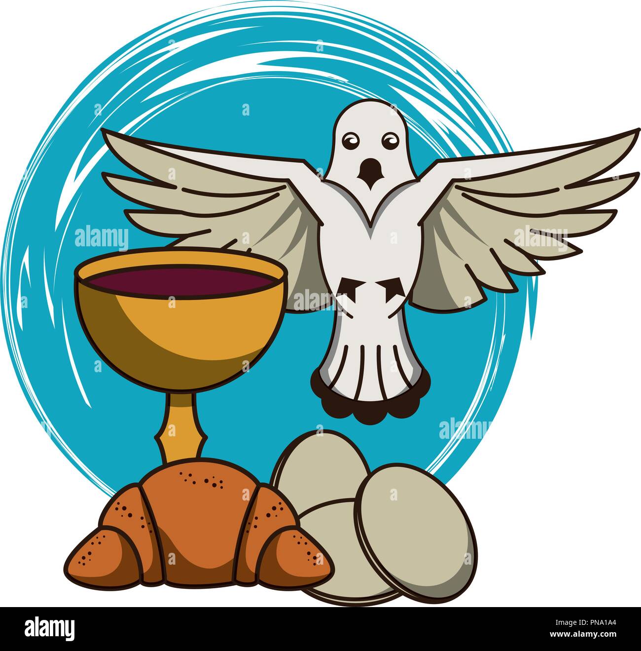 Chalice wine bread holy Stock Vector Images - Alamy